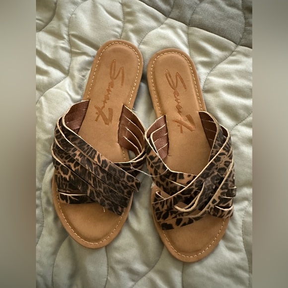 Seven7 | Shoes | Seven Leopard Print Animal Print Slip On Flat Sandals ...